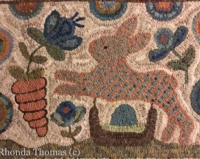 Fraktur Cottontail- A Rhonda Thomas Original Primitive Rug Hooking ...