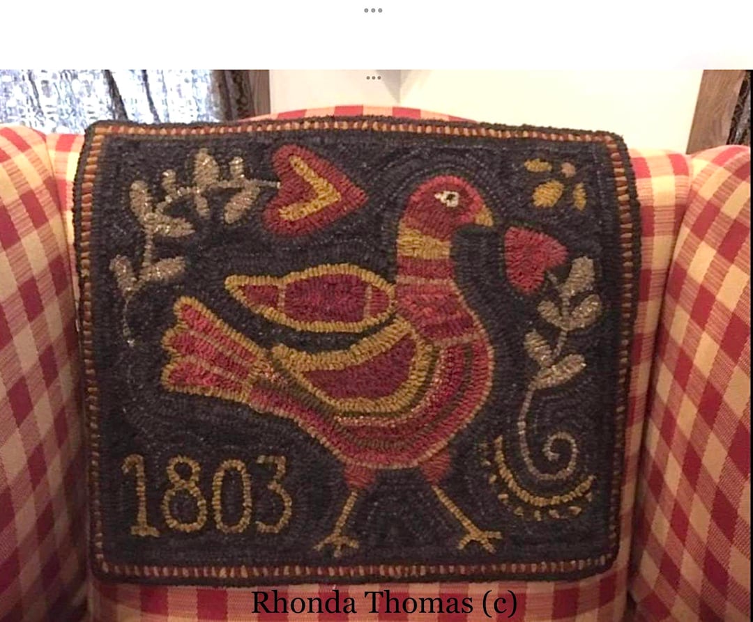 Redware Rooster (small) - A Rhonda Thomas Original Primitive Rug ...