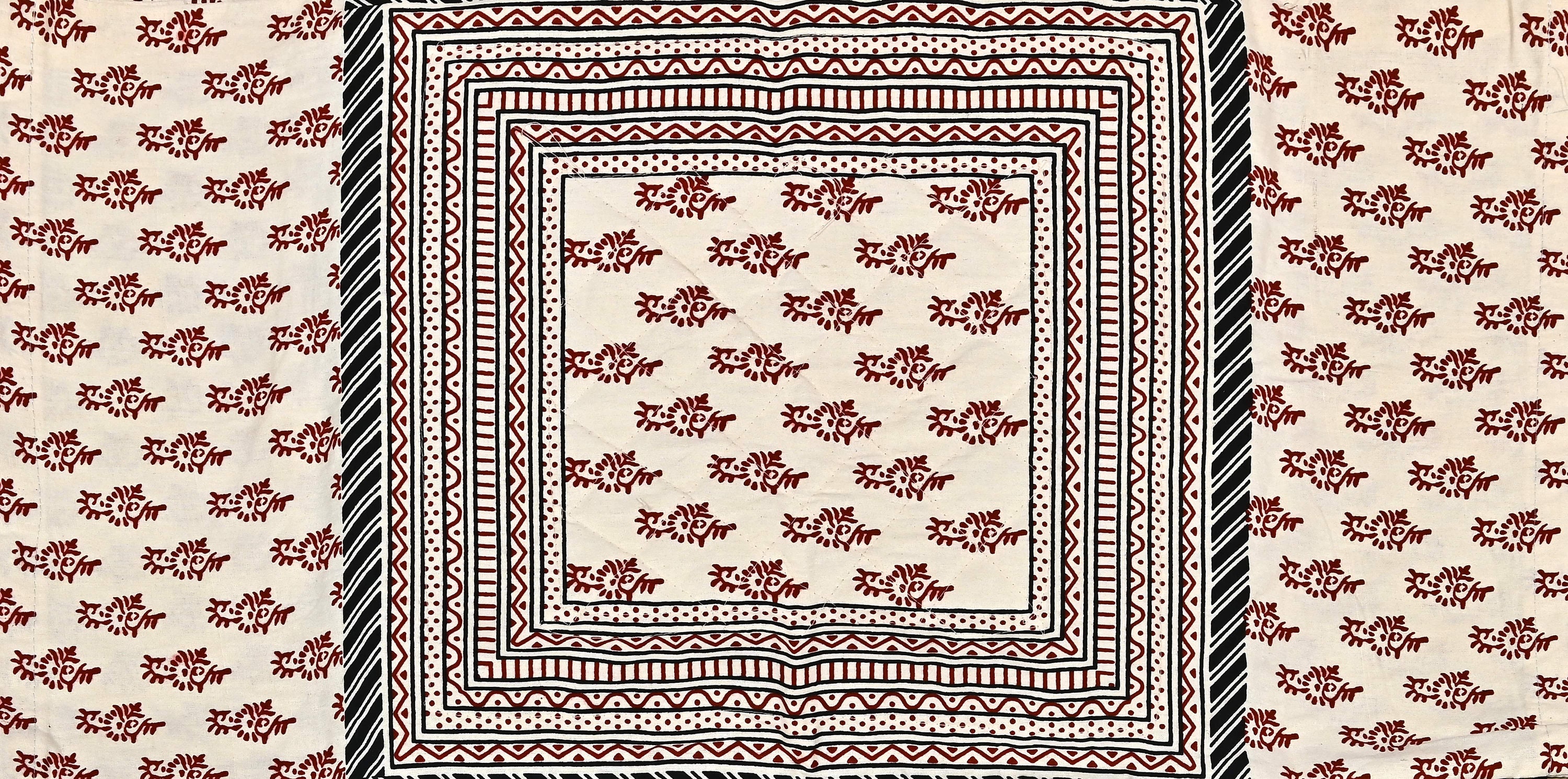 Blizz Mont Handblock Bagru Printed Diwan Set Pure Cotton Set Contains 6 ...