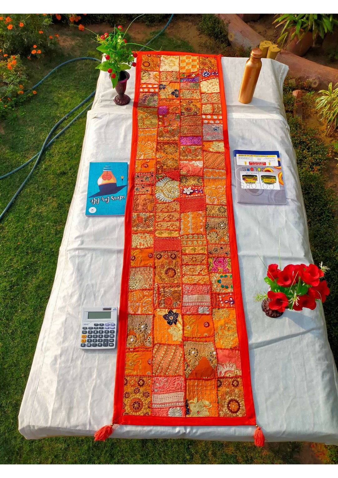 Indian Table Runner Room Decor Cloth Embroidered Patchwork Cotton ...