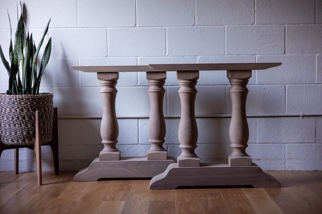 Wood Dining Table Base— the Martin. Handmade Solid Wood Pedestal Base ...