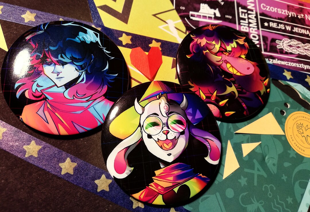 XRESTOCK Kris, Susie, and Ralsei DELTARUNE Stickers & Pin Badge Buttons ...