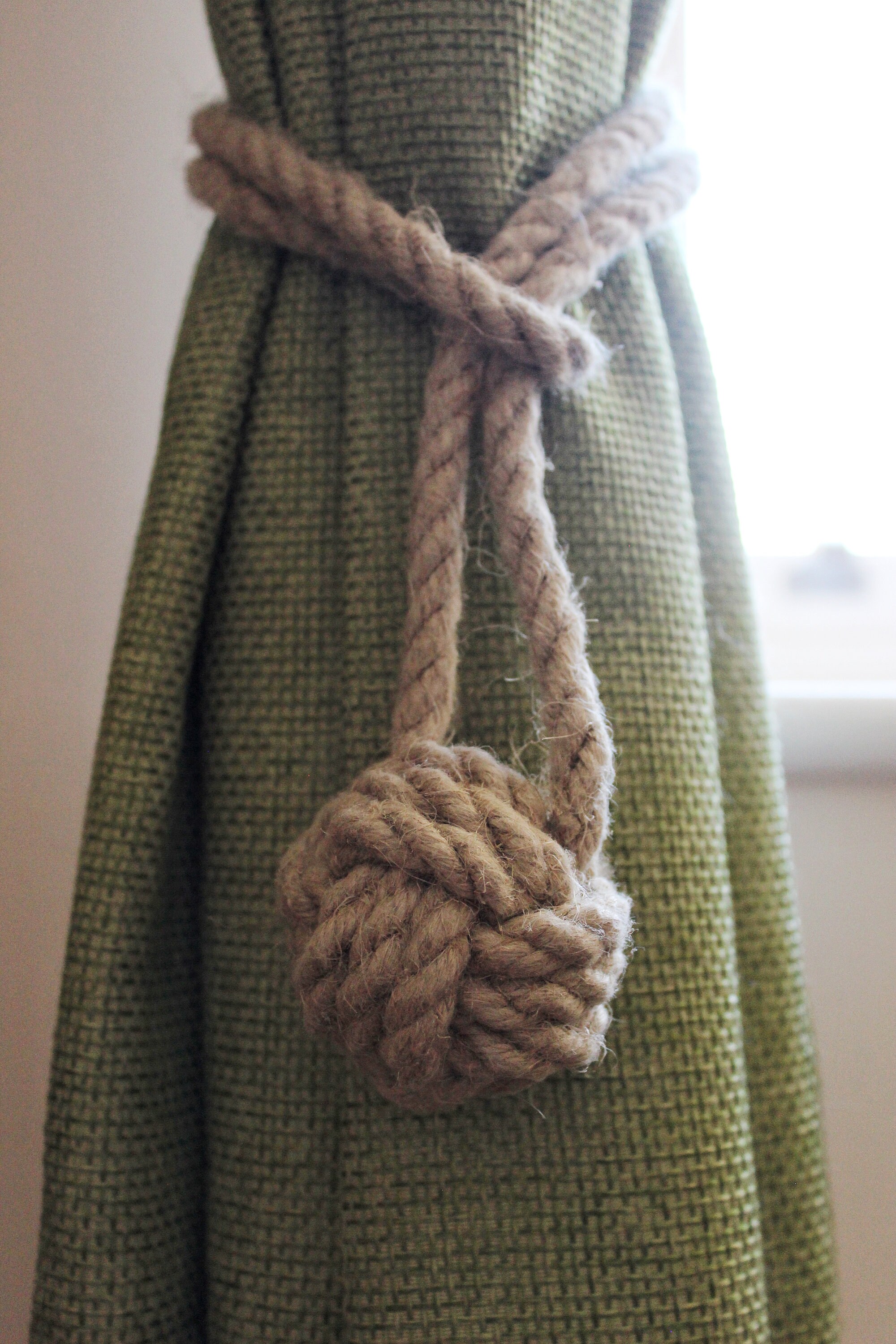 Natural Flax Rope Monkey-fist Curtain Tie-backs Pair of Two - Etsy UK