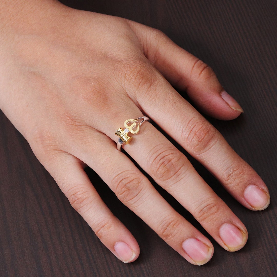 Buy Trishul Damru Ring, Unisex Ring, Sterling Silver Ring, Zirconia ...