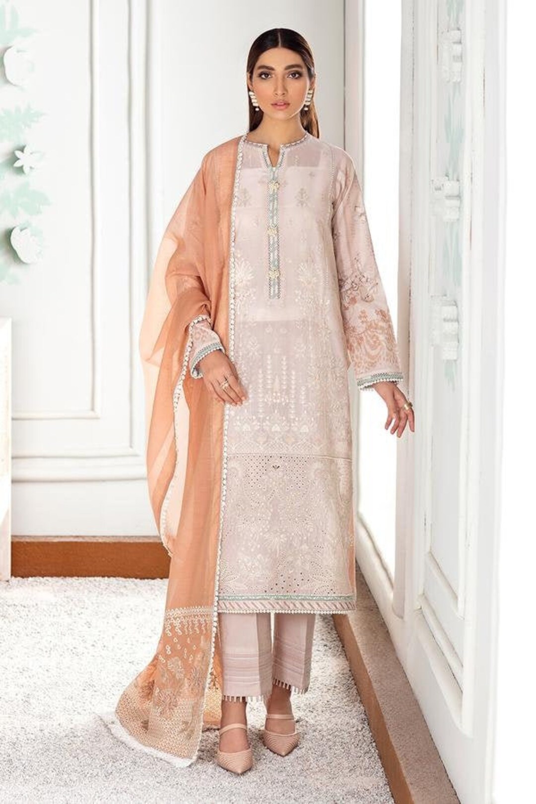 Baroque Latest Collection Luxury Fuschia Lawn Dress Pakistani Designer ...