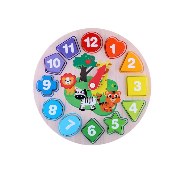 Baby & Toddler Toys Wooden Clock Shape Sorting Toy Educational ...