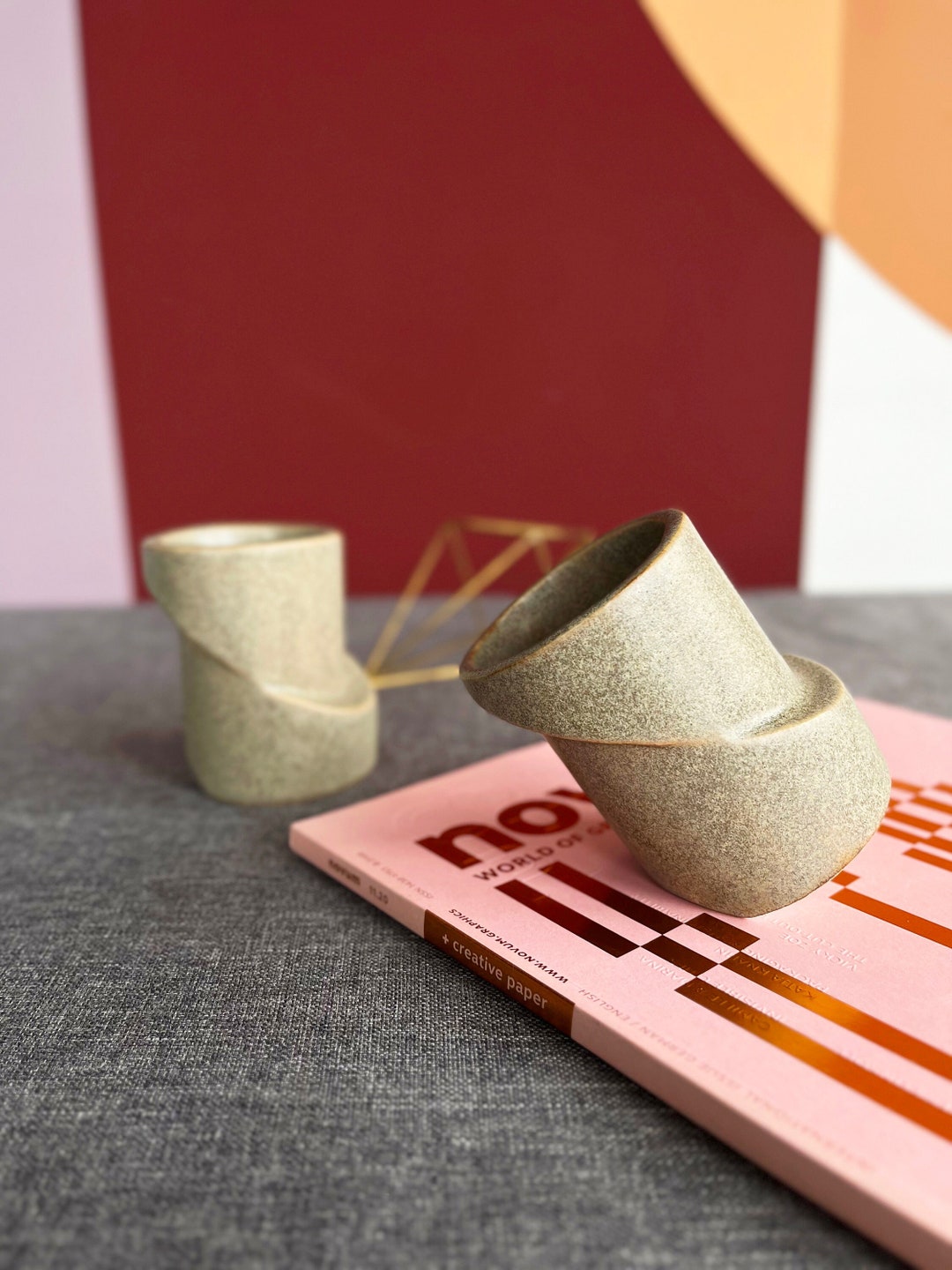 Ceramic Geometric Tilted MUG | Modern CUP | Minimalistic Gift | Tilt ...