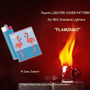 Peyote LIGHTER Cover Pattern FLAMINGO for Standard BIC Lighters (maxi ...