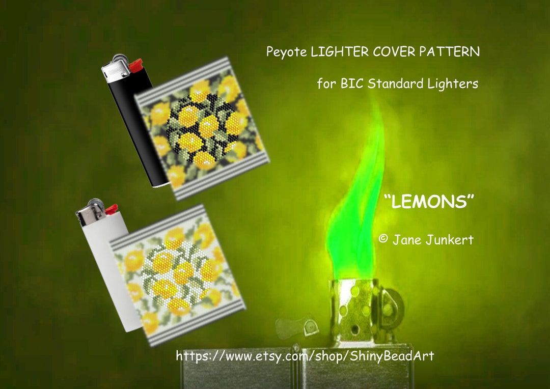 Peyote LIGHTER Cover Pattern LEMONS for Standard BIC Lighters (maxi ...
