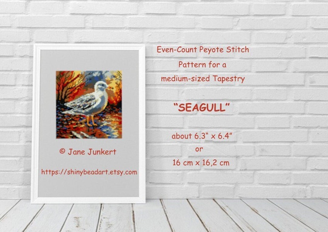 SEAGULL / Medium-sized Bead Picture Pattern / Peyote Tapestry Pattern ...
