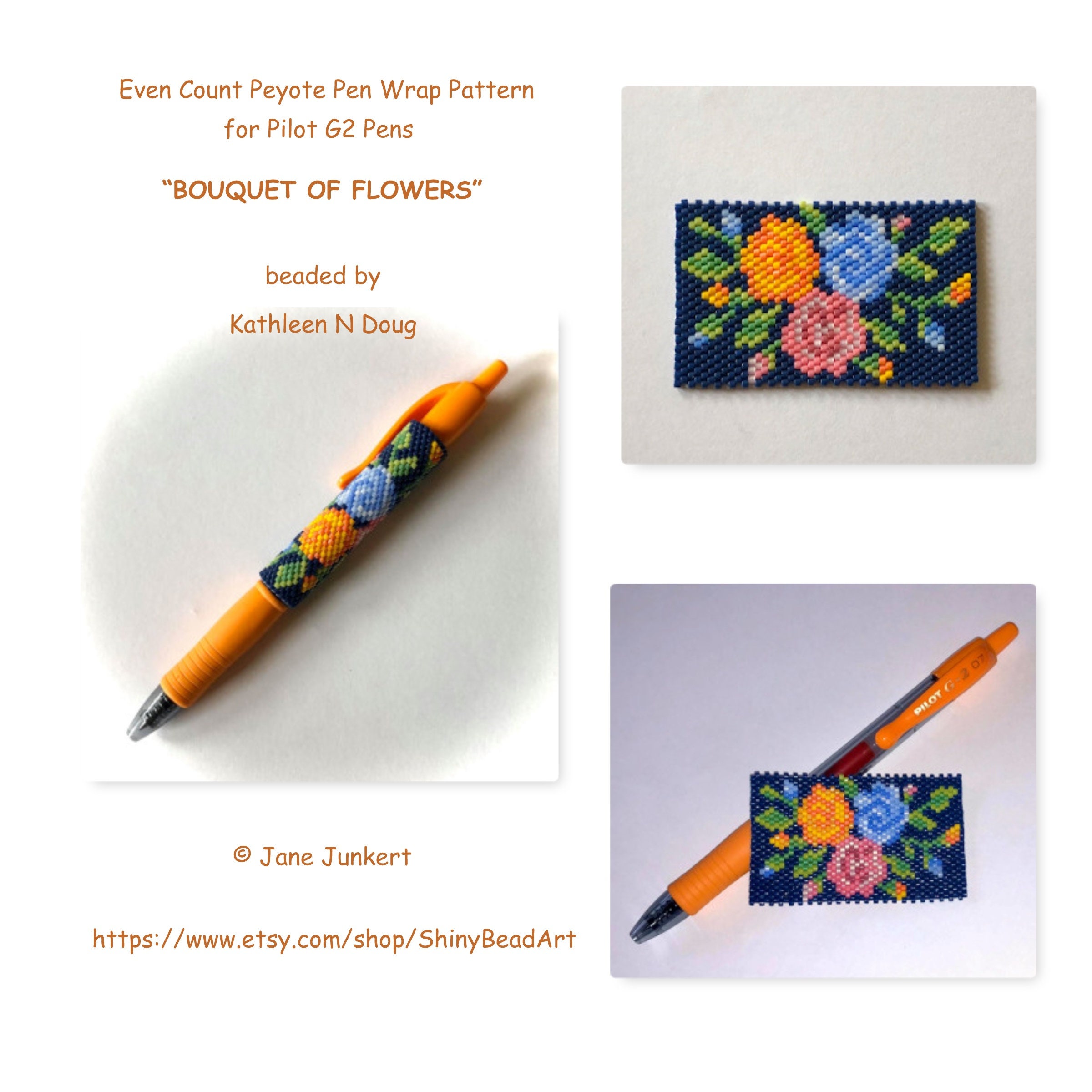 Peyote Pen Cover Pattern for G2 Pen by Pilot BOUQUET of | Etsy