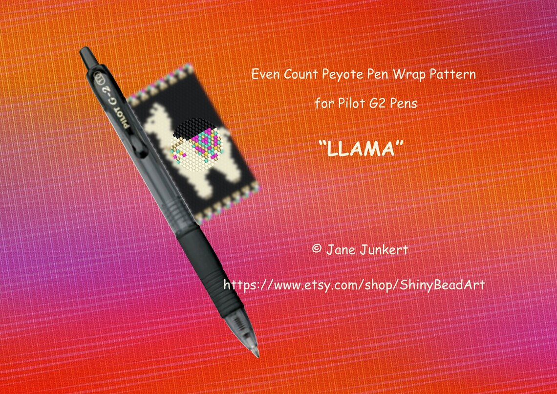 Pen Wrap Pattern / Pen Cover Pattern / Peyote Pattern "llama" /pdf ...