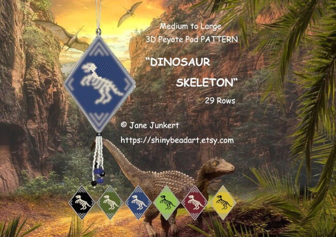DINOSAUR SKELETON / Tyrannosaurus Rex / 3D Peyote Pod Pattern / Pdf ...