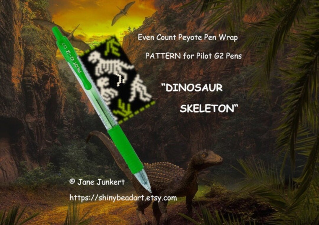 DINOSAUR SKELETON / T-rex / Pen Wrap or Pen Cover Pattern for Pilot G2 ...