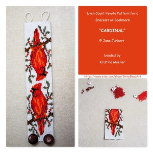 CARDINAL (redbird) / Even-count Peyote Bracelet or Bookmark Pattern ...