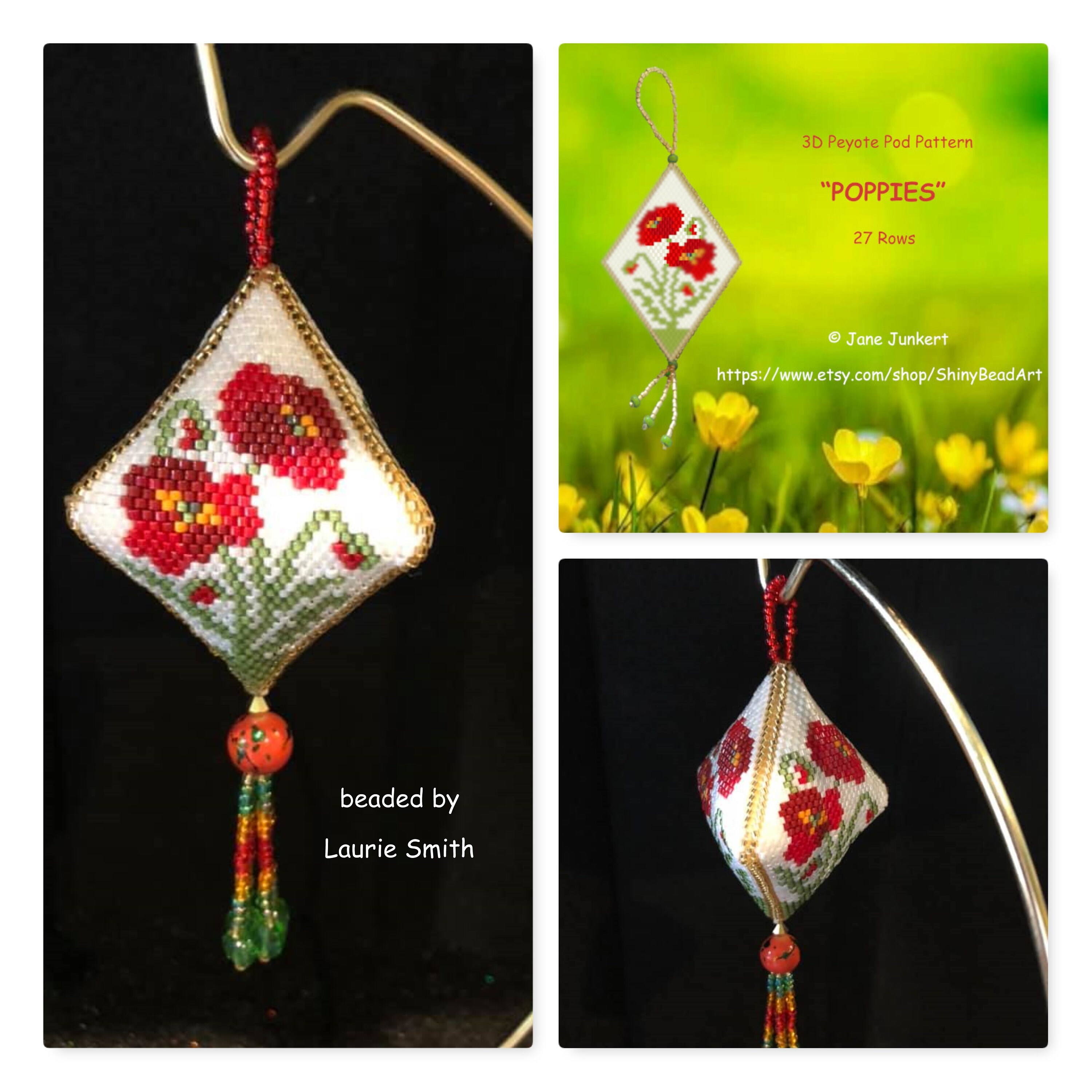 POPPIES / 3D Peyote Pod Pattern / Pdf ENGLISH / With Many Graphics and ...