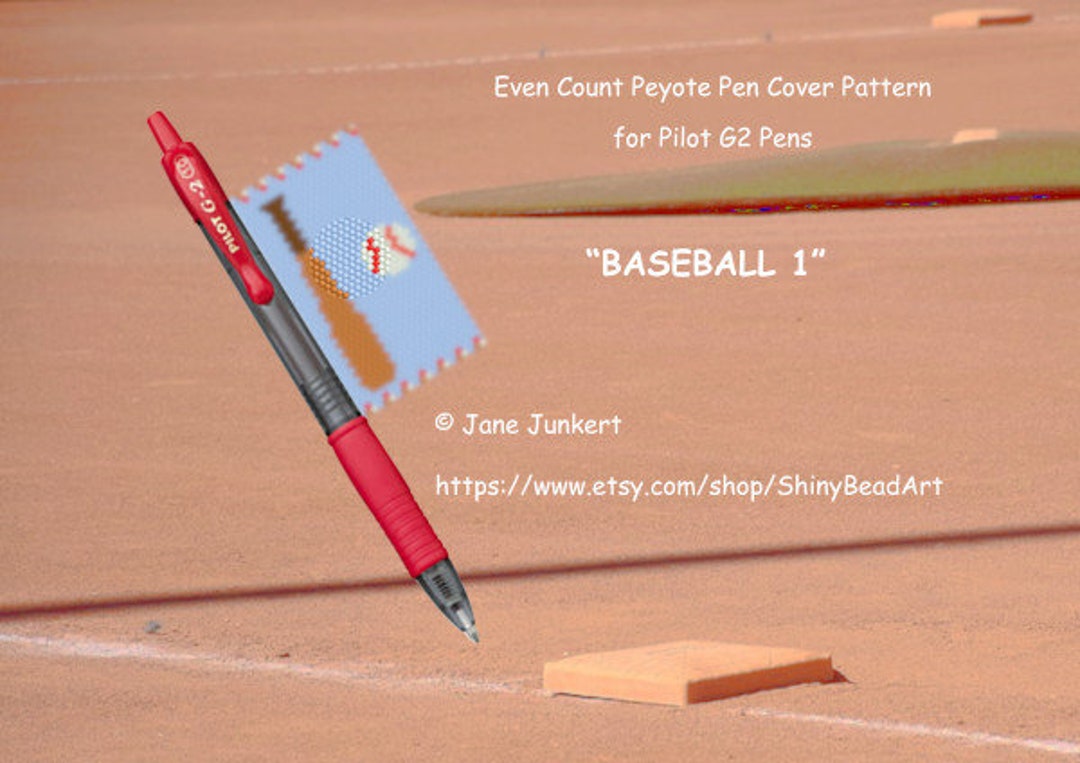 BASEBALL 1 / Pen Wrap Pattern / Pen Cover Pattern / Peyote Pattern for ...