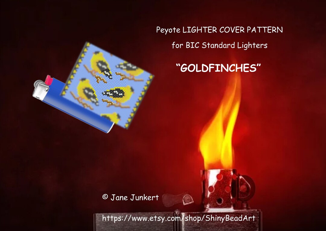 Peyote LIGHTER Cover Pattern GOLDFINCHES for Standard BIC Lighters ...
