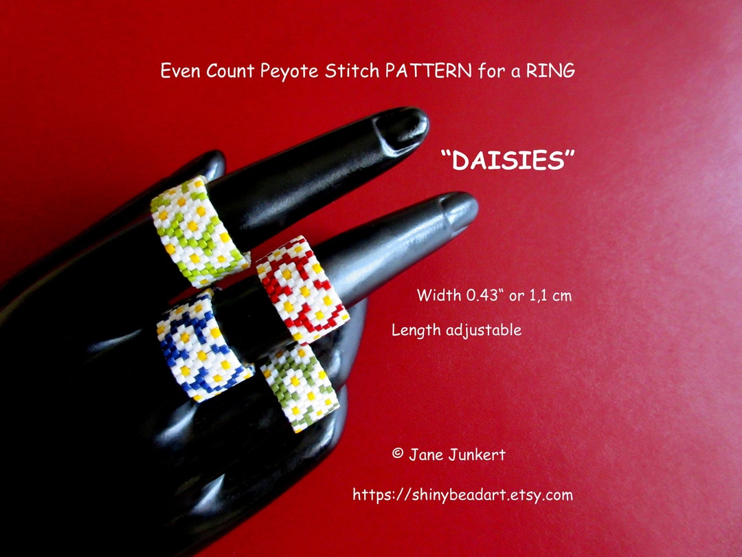 DAISIES / Even-count Peyote Ring Pattern / Pdf English / Peyote Ring ...