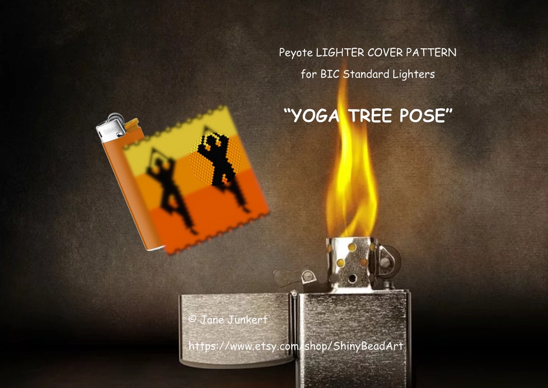 YOGA Tree Pose / Peyote LIGHTER Cover Pattern for Standard BIC Lighters ...