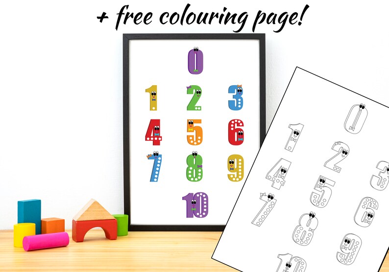 Numbers 1 to 10 Educational Poster +free Colouring Page Great for ...