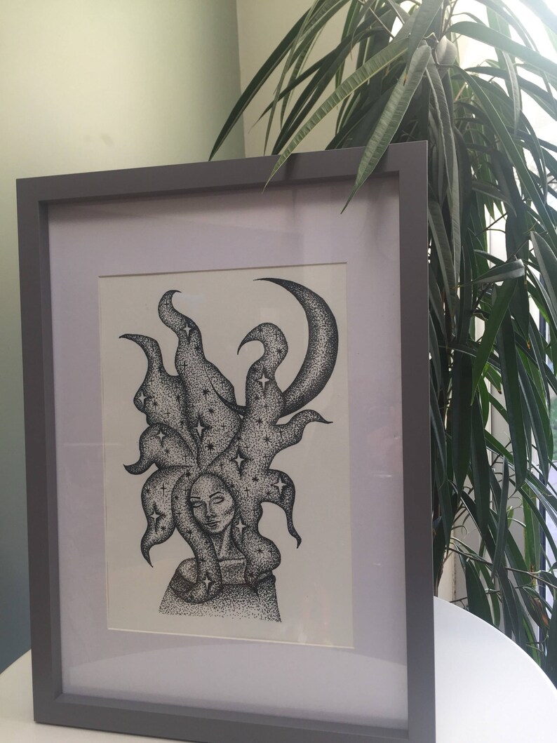 Black and White Illustration Cosmic Beauty - Etsy