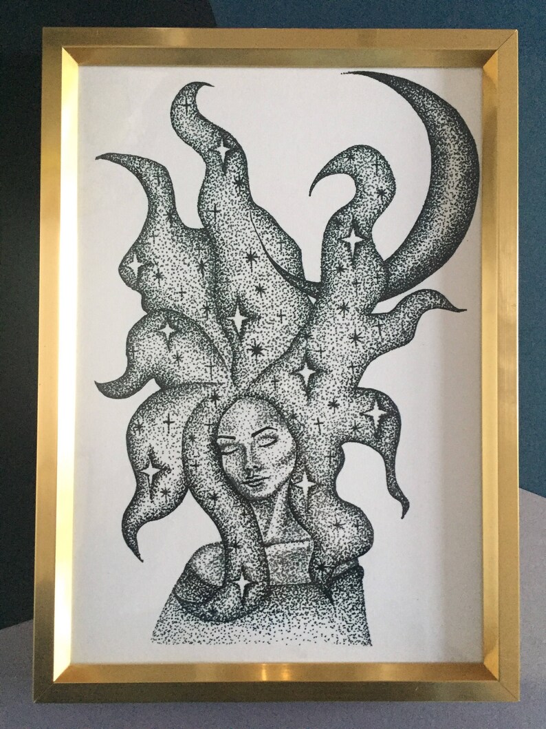 Black and White Illustration Cosmic Beauty - Etsy