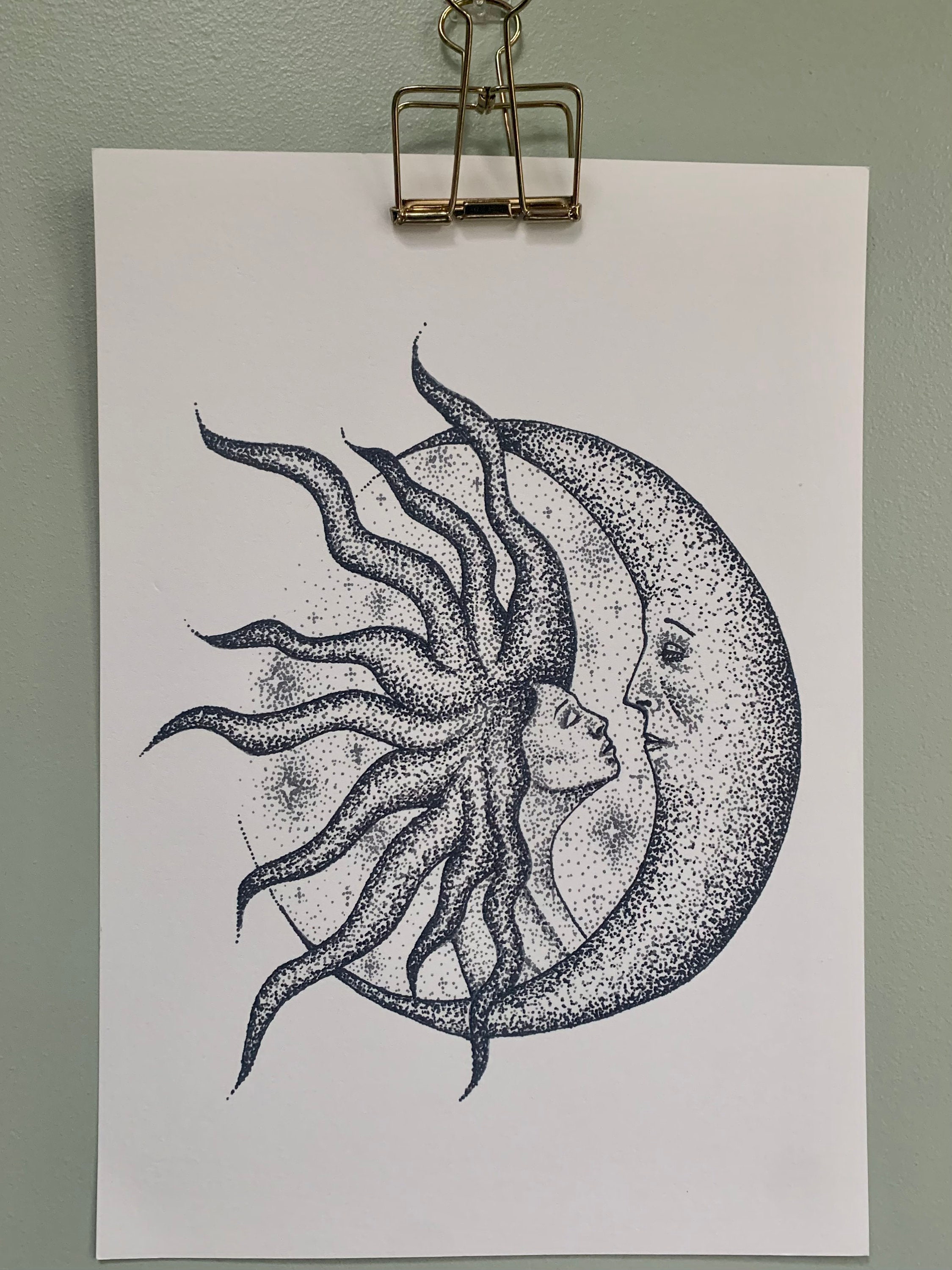 Black and White Kiss the Moon Illustration - Etsy
