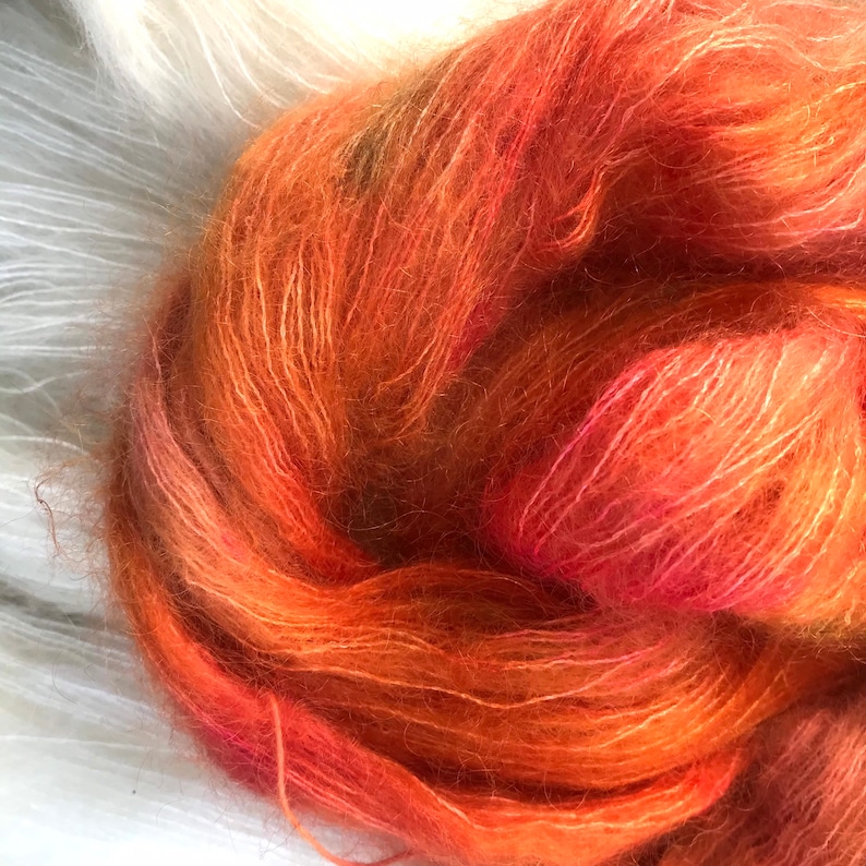 Inferno Hand Dyed Kid Mohair Silk Laceweight Yarn - Etsy UK