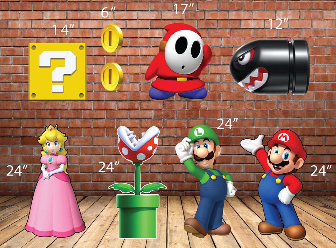 2 Feet Mario Cutouts Backdrop Decor Party Decor Yard Signs NO Stands ...