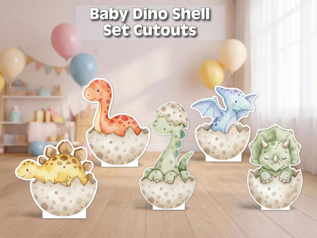 Baby Dino Shell Cutouts | Dinosaur Baby Shower Decor | Hatching ...