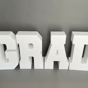 Large GRAD Table Base Foam Letters 30 Tall and 8 Deep Letters ...