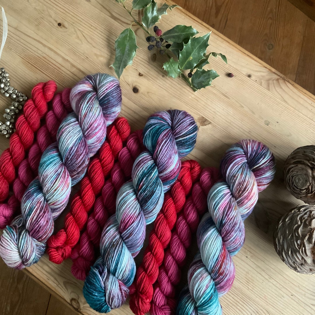 Frostberry DK Sock Set Hand Dyed Yarn Superwash Merino Nylon Blue Pink ...