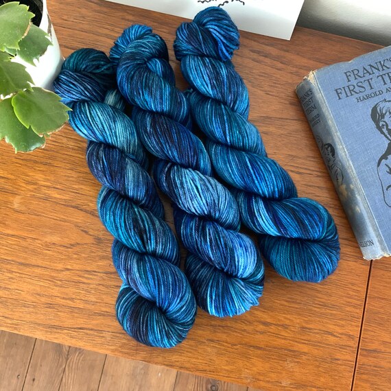Agnetha DK Hand Dyed Yarn Superwash Merino Nylon Blue - Etsy
