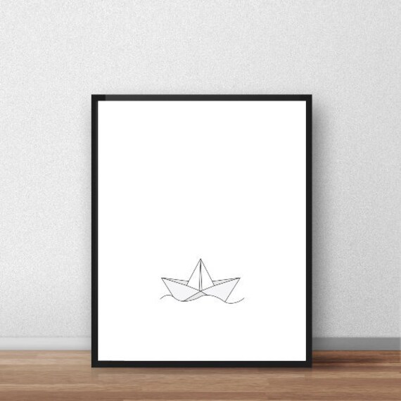 Paper Boat Print Origami Paper Boat Origami Love Nursery - Etsy UK