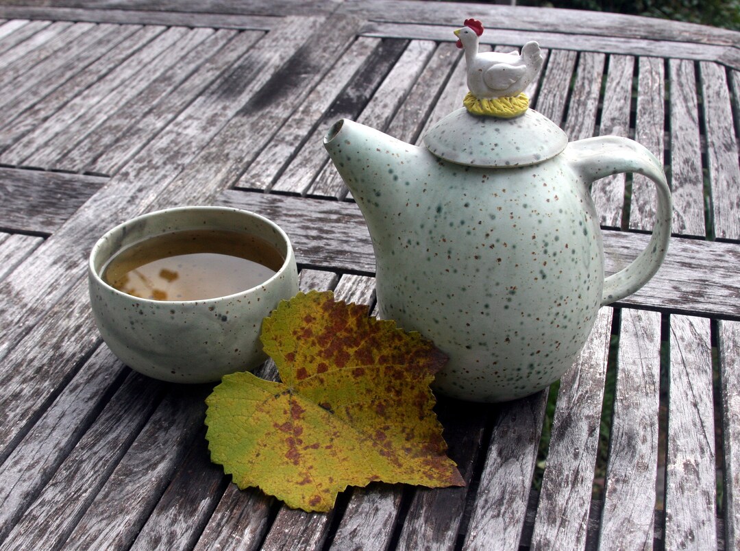 Sandstone "cocotte" Teapot, Speckled Green Enamel With Effects - Etsy
