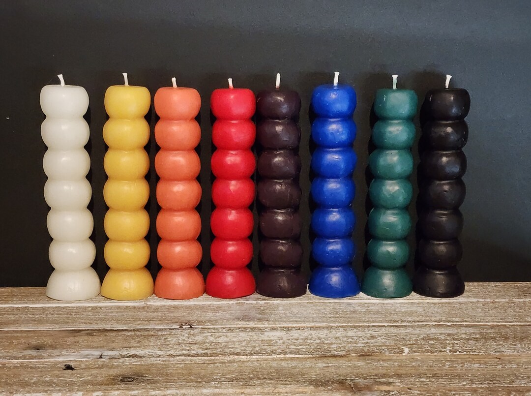 All Natural Beeswax 7 Knob Pillar Candles - Unscented - Etsy