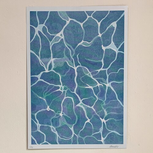 A4 Pool Risograph Print - Etsy