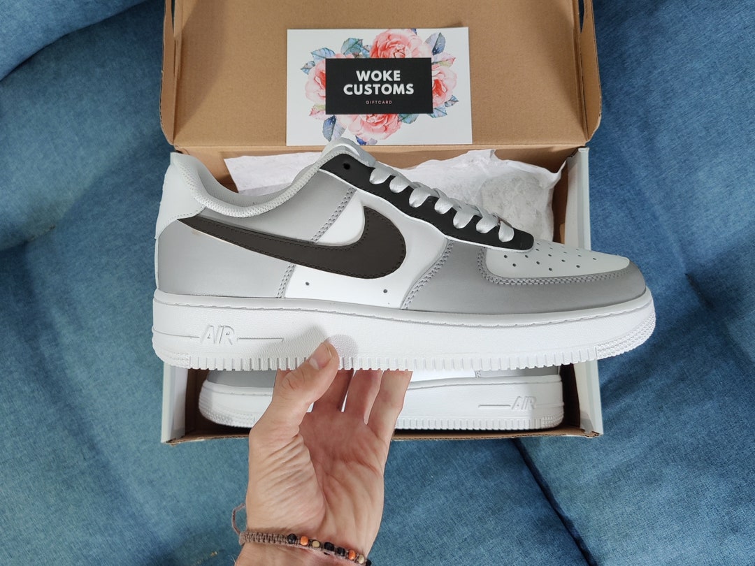 Gray AF1 Air Force 1s Customs Air Force One Custom Nike Custom Sneakers ...