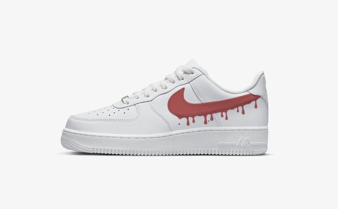 Red Dripping Air Force 1s Customs Both Sides • Nike AF1 Customs ...