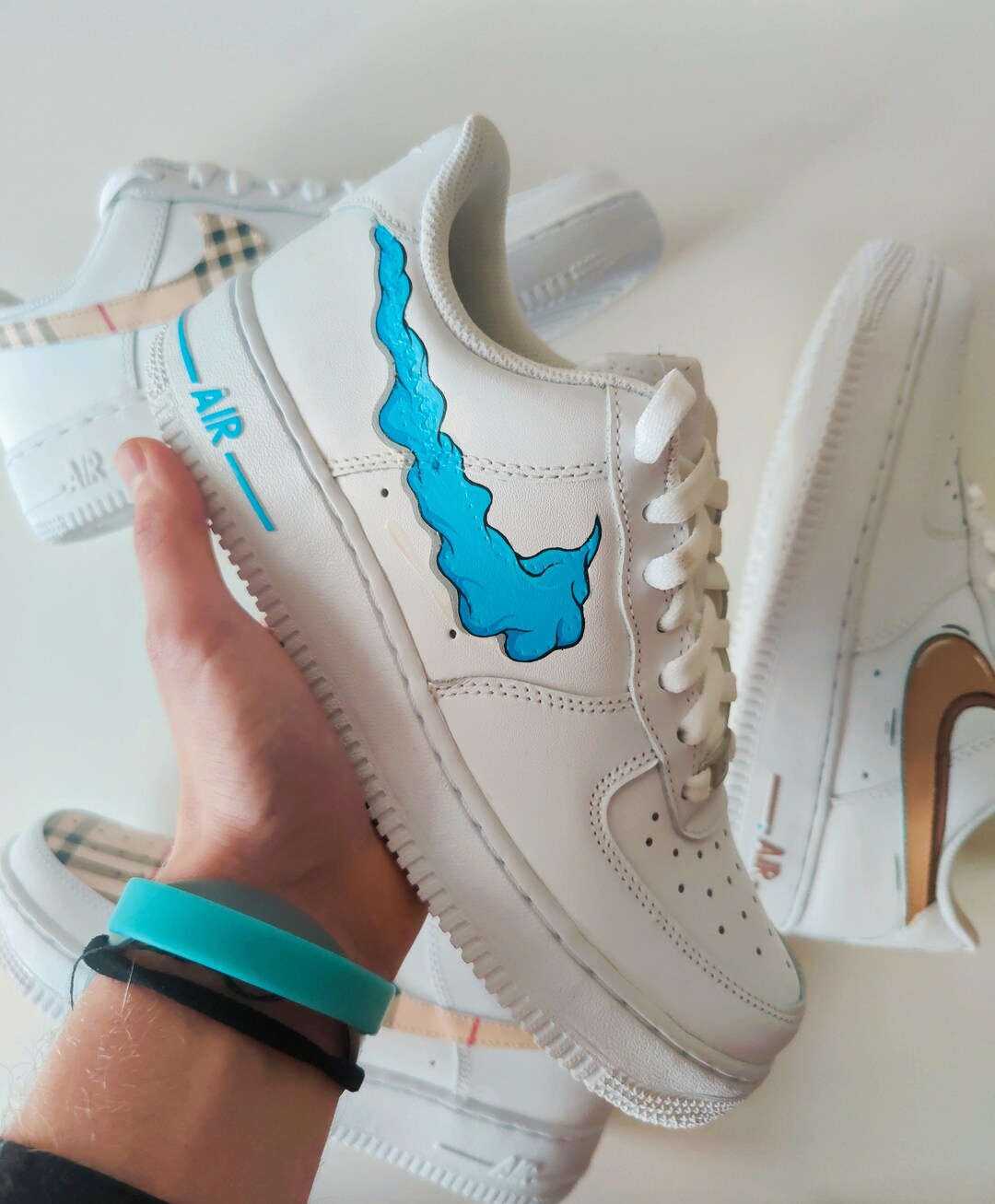 Blue Cloud Air Force 1s Both Outsides • Nike AF1 Customs • Custom Gift ...