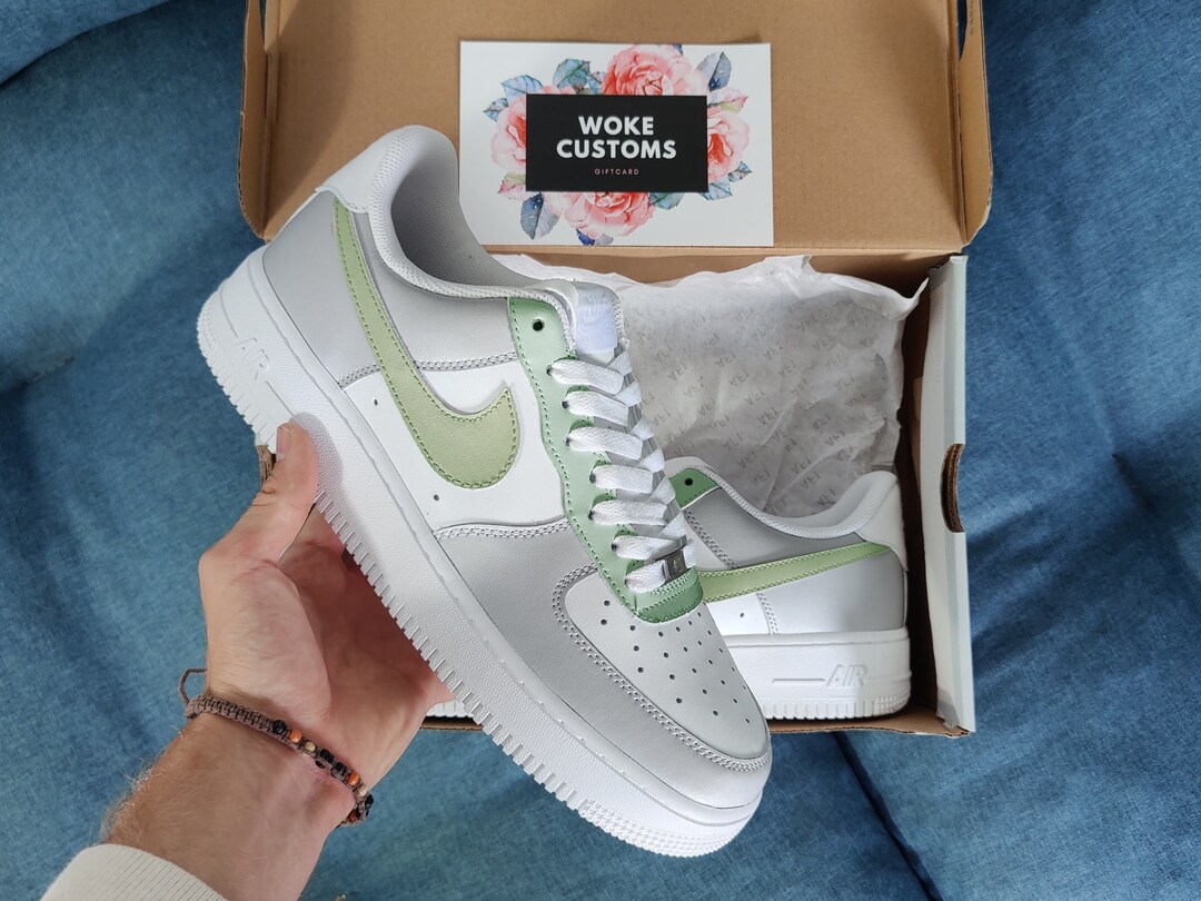 Green AF1 • Couple Goals • Custom Air Force 1 • Minimal Nike AF1 • Air ...