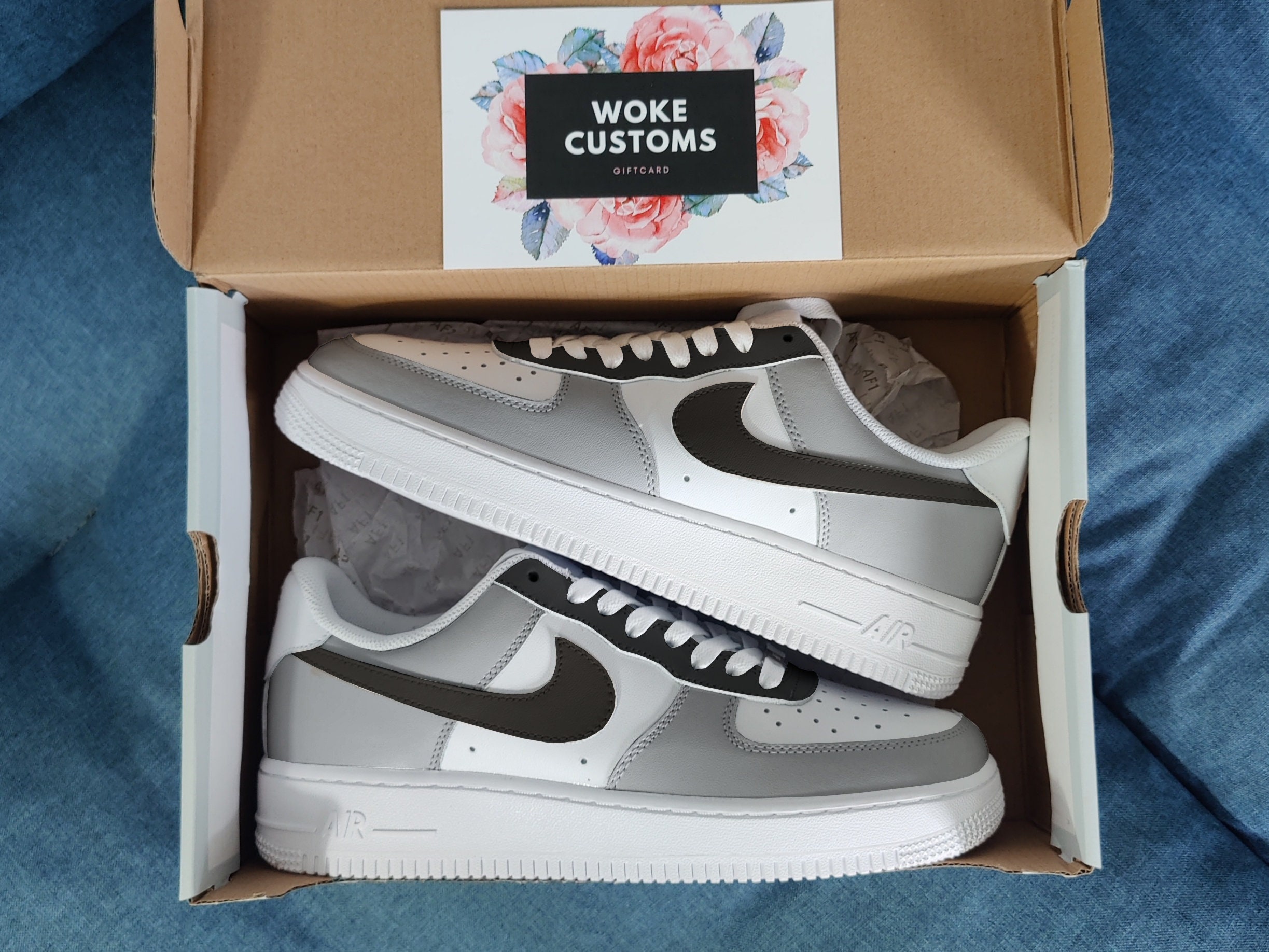 Gray AF1 Air Force 1s Customs Air Force One Custom Nike - Etsy