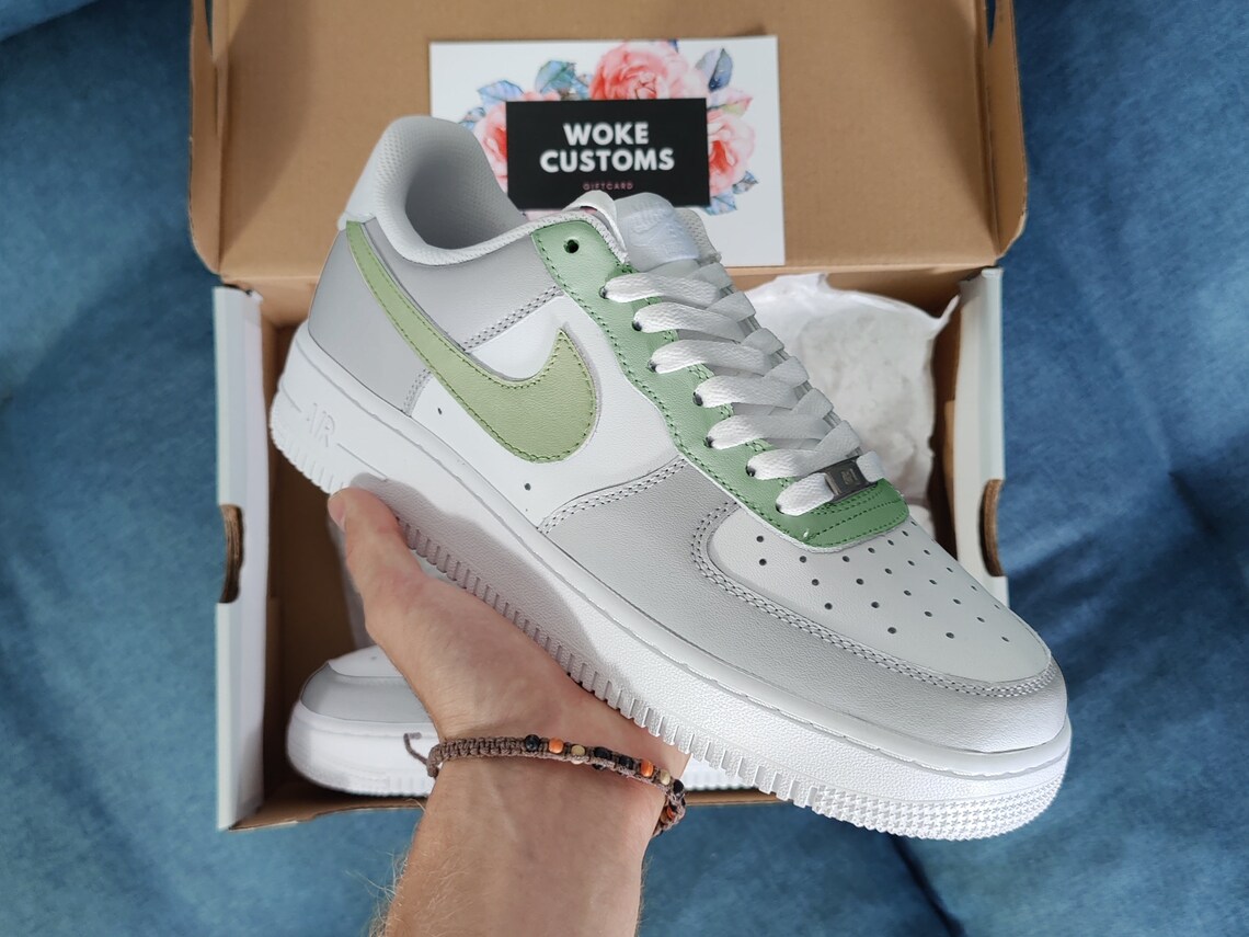 Green AF1 • Couple Goals • Custom Air Force 1 • Minimal Nike AF1 • Air ...