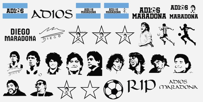 Diego Maradona Svg, Rip Maradona Svg, Diego Maradona Bundle Svg ...