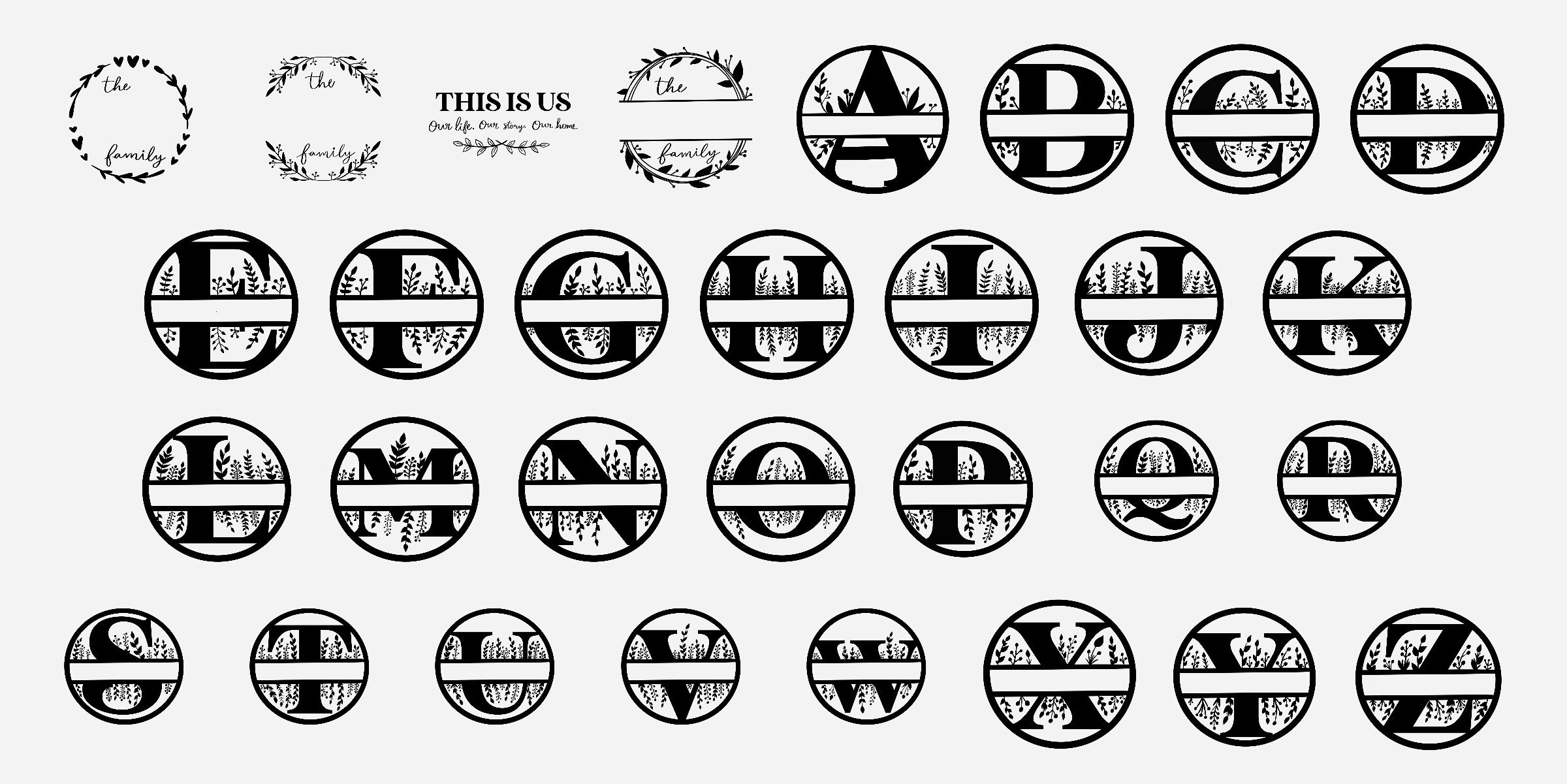 Family name monogram svg bundle hand drawn family name svg wedding ...