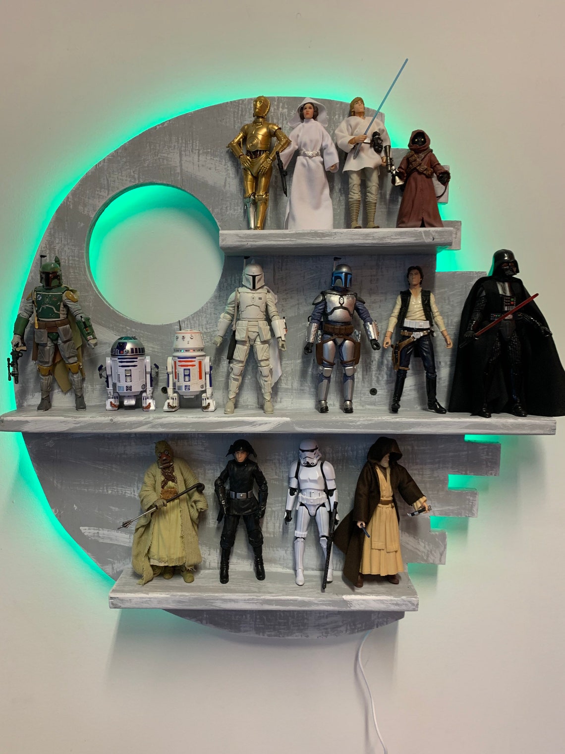 Custom Death Star Wall Display Shelf Backlit With Remote Controlled LED ...