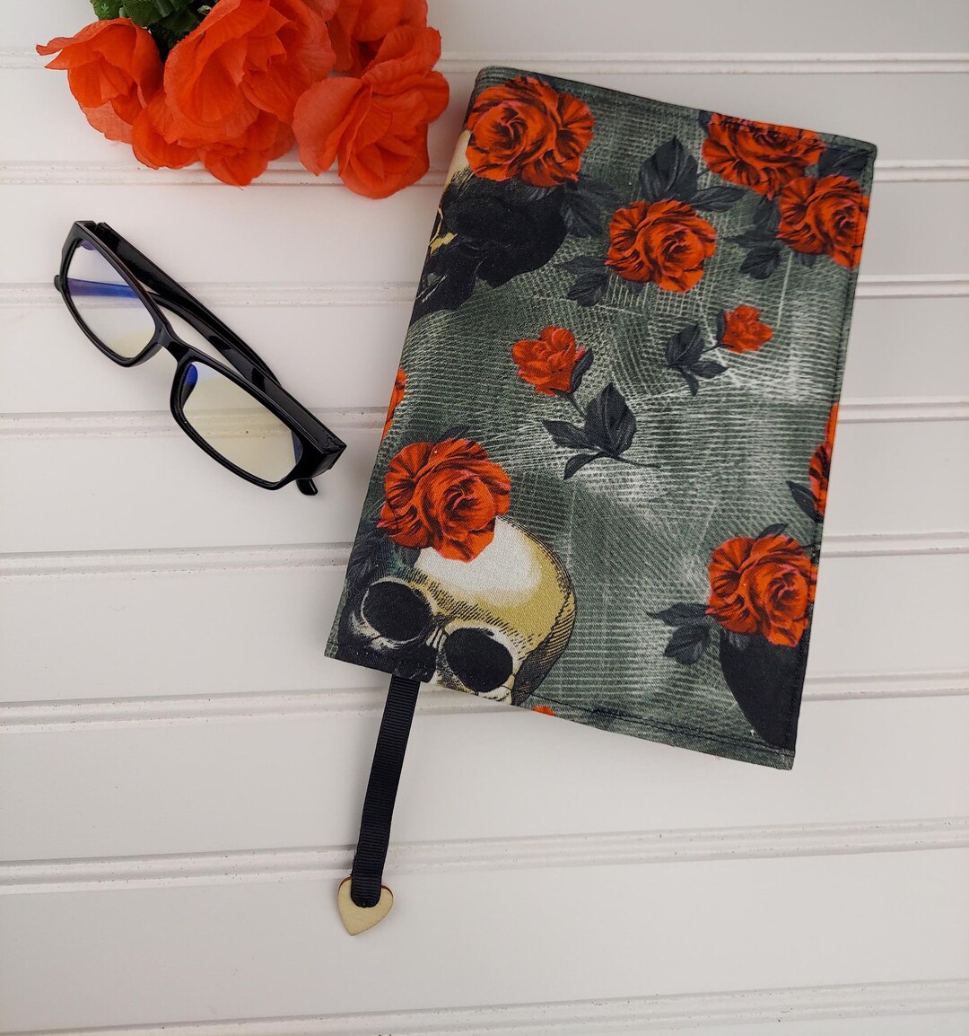 Skull Book Cover, Fabric Book Cover, Book Sleeve, Book Protector ...