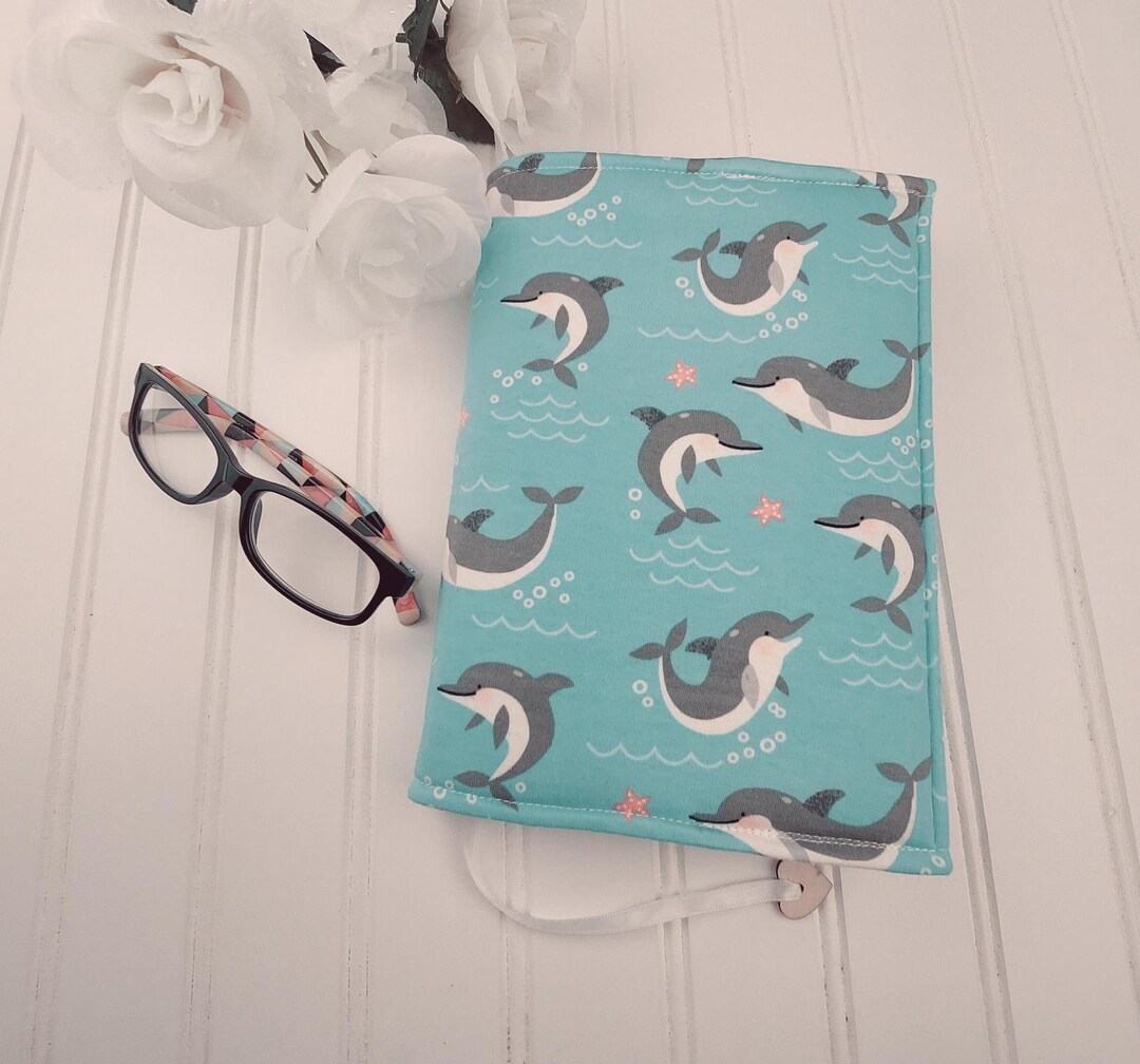 Dolphins Book Cover, Fabric Book Cover, Book Sleeve, Book Covers, Book ...