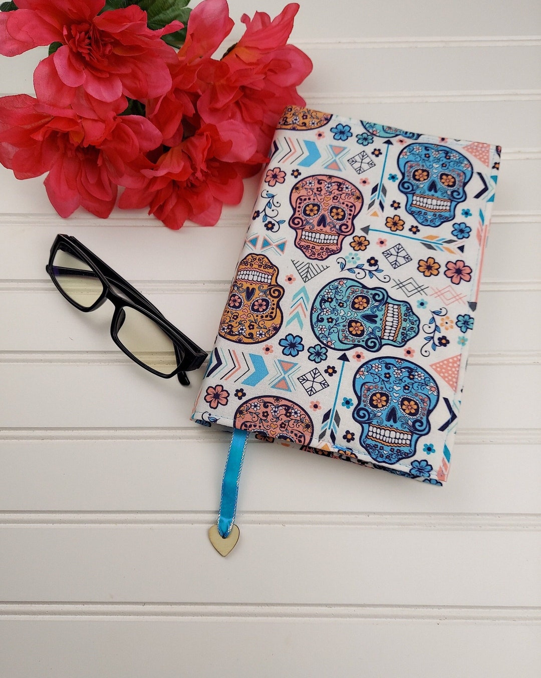 Skull Book Cover, Fabric Book Cover, Book Sleeve, Book Protector ...